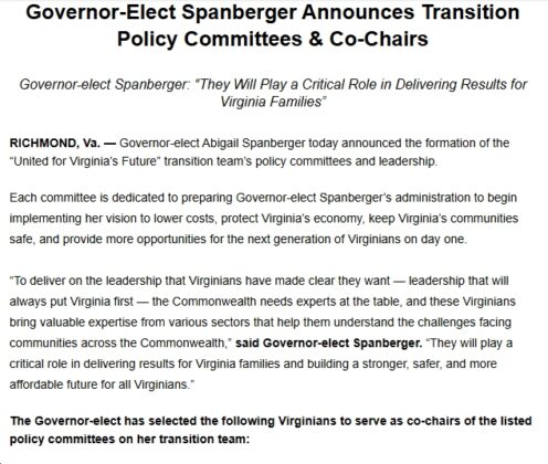 Governor-Elect Spanberger Announces Her First Cabinet Secretary ...