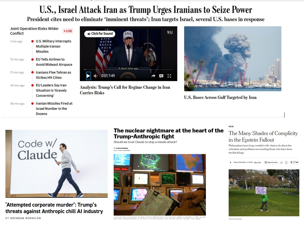 Saturday News: "U.S., Israel Strike Iran"; "Why Have You Started This ...