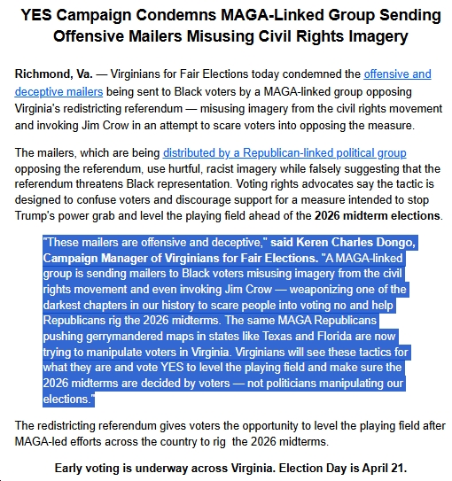 VA Redistricting Amendment "YES" Campaign, VA NAACP, AG Jay Jones, etc ...