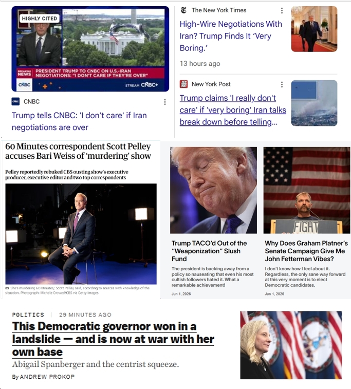 Tuesday (6/2) News: "High-Wire Negotiations with Iran? Trump Finds it ...