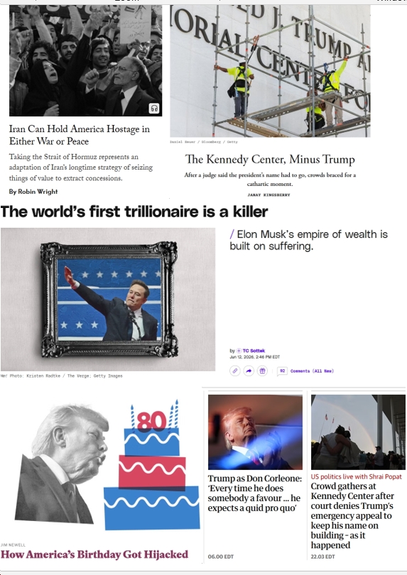 Saturday (6/13) News: "The world’s first trillionaire is a killer ...